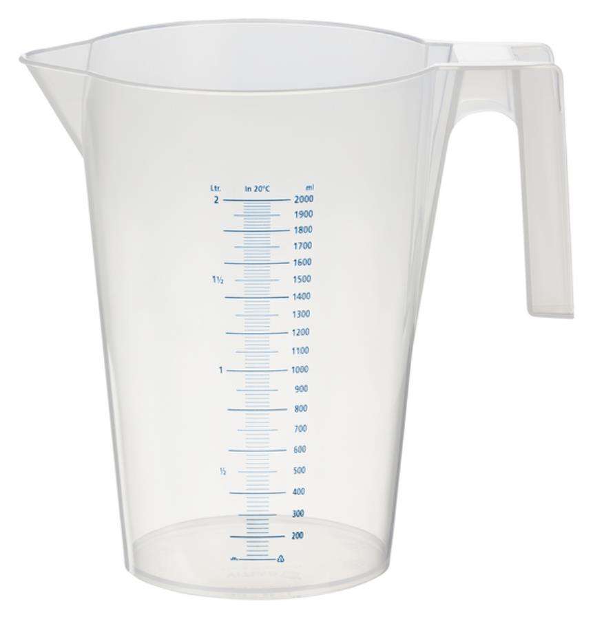 Messbecher aus PP, 2000 ml, stapelbar schwarz gedruckte Skala | ROTERT