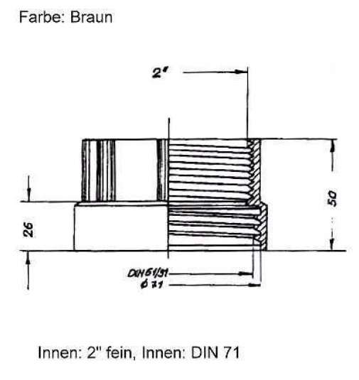 Gewindeadapter 2" BSP fein, Innen-Gew. Braun --> DIN 71, Innen-Gewinde ...