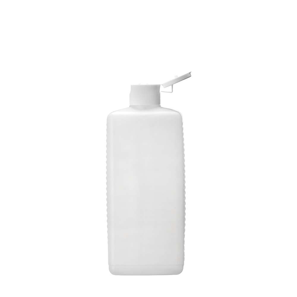 Vierkantflasche HD-PE, 500 ml natur kompl. mit Klappscharnierverschluß ...