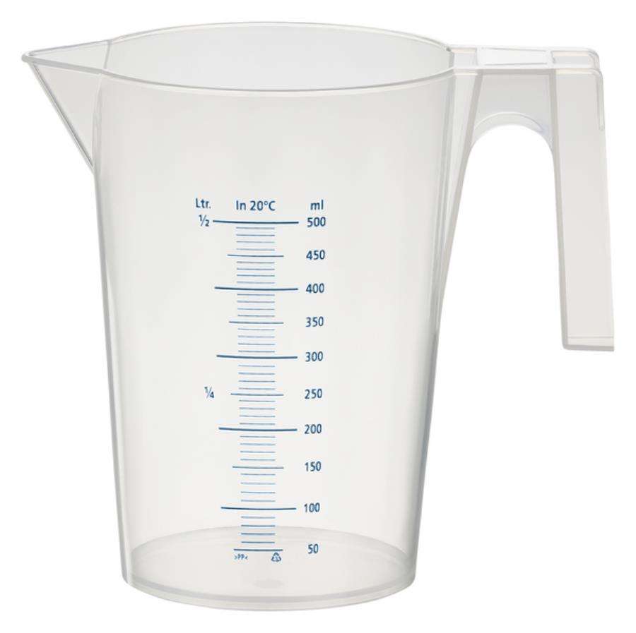 Messbecher aus PP, 500 ml, stapelbar schwarz gedruckte Skala | ROTERT